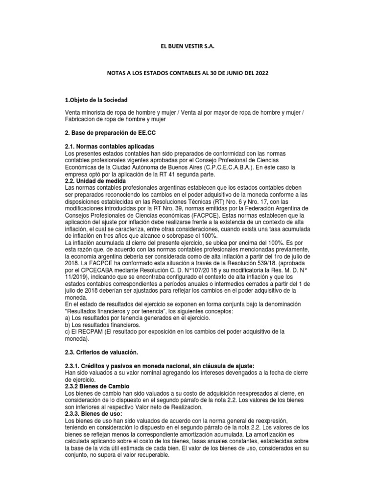 Notas A Los Eecc | PDF