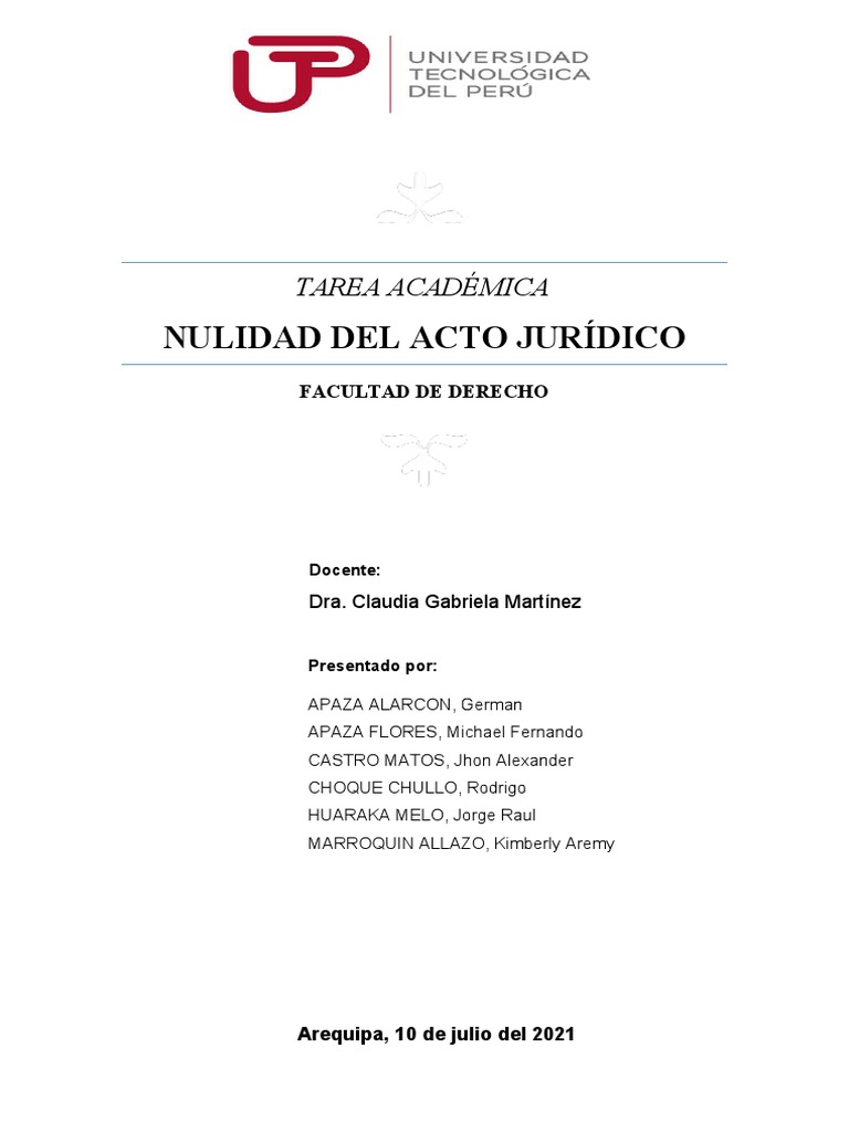 Nulidad del Acto Jurídico: Conceptos y Causales | PDF | Nulo (ley ...