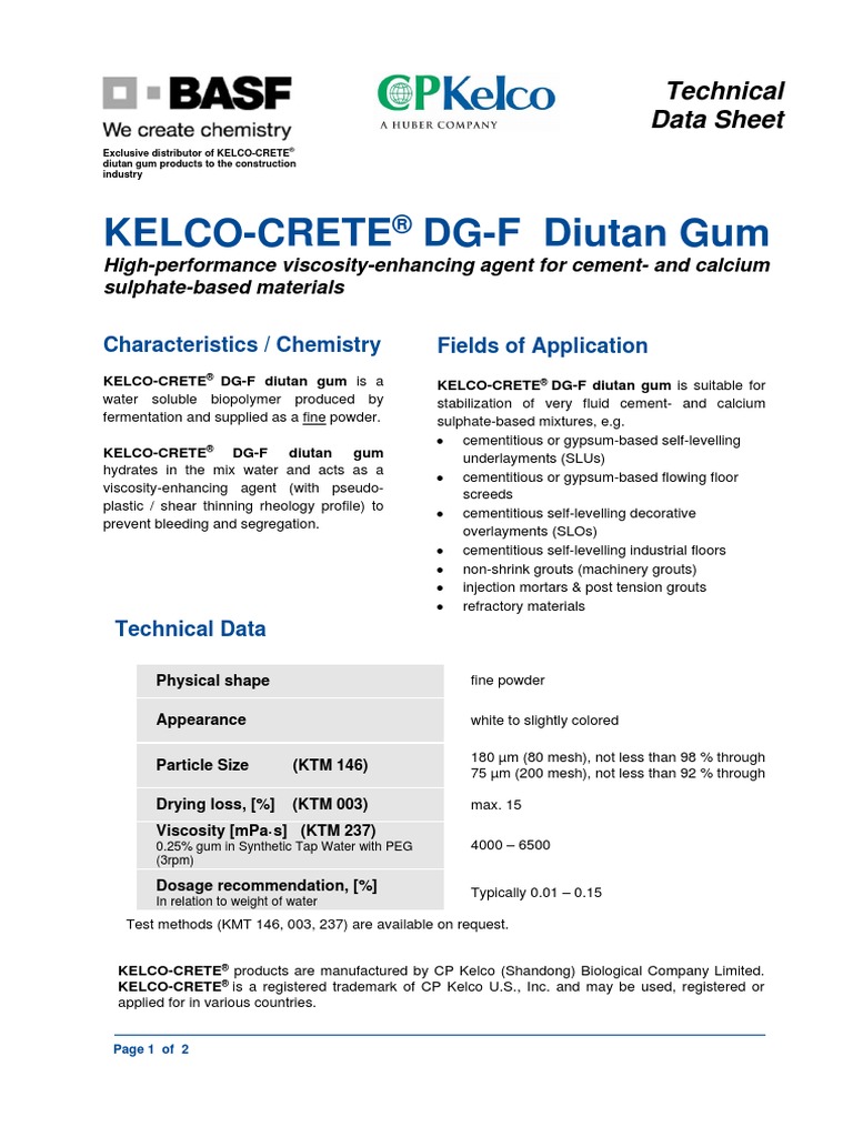 Kelco Crete DF-G - Ficha Técnica | Download Free PDF | Cement | Rheology