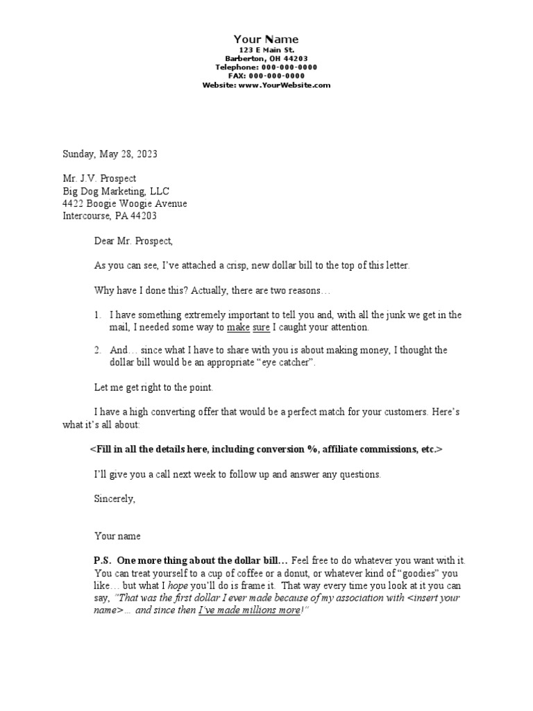 Dollar Bill Template Letter | PDF