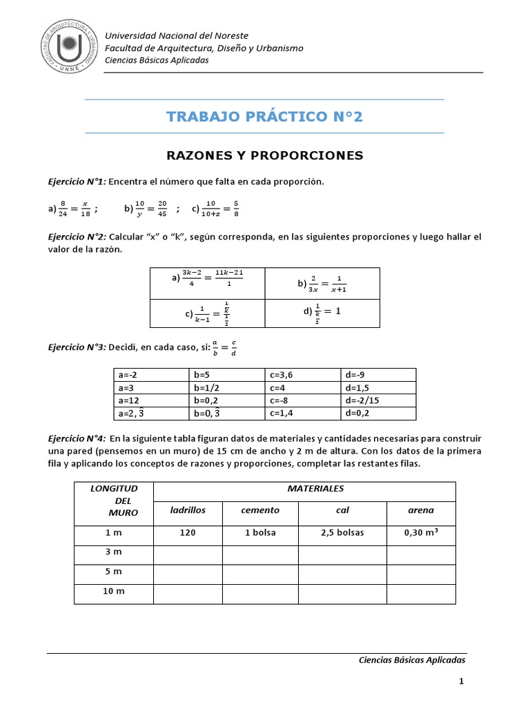Trabajo Práctico N°2-Razones y Proporciones-Sección Áurea-Problemas de Escala-Thales | PDF