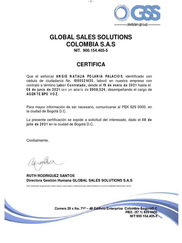 CERTIFICADO GSS | PDF