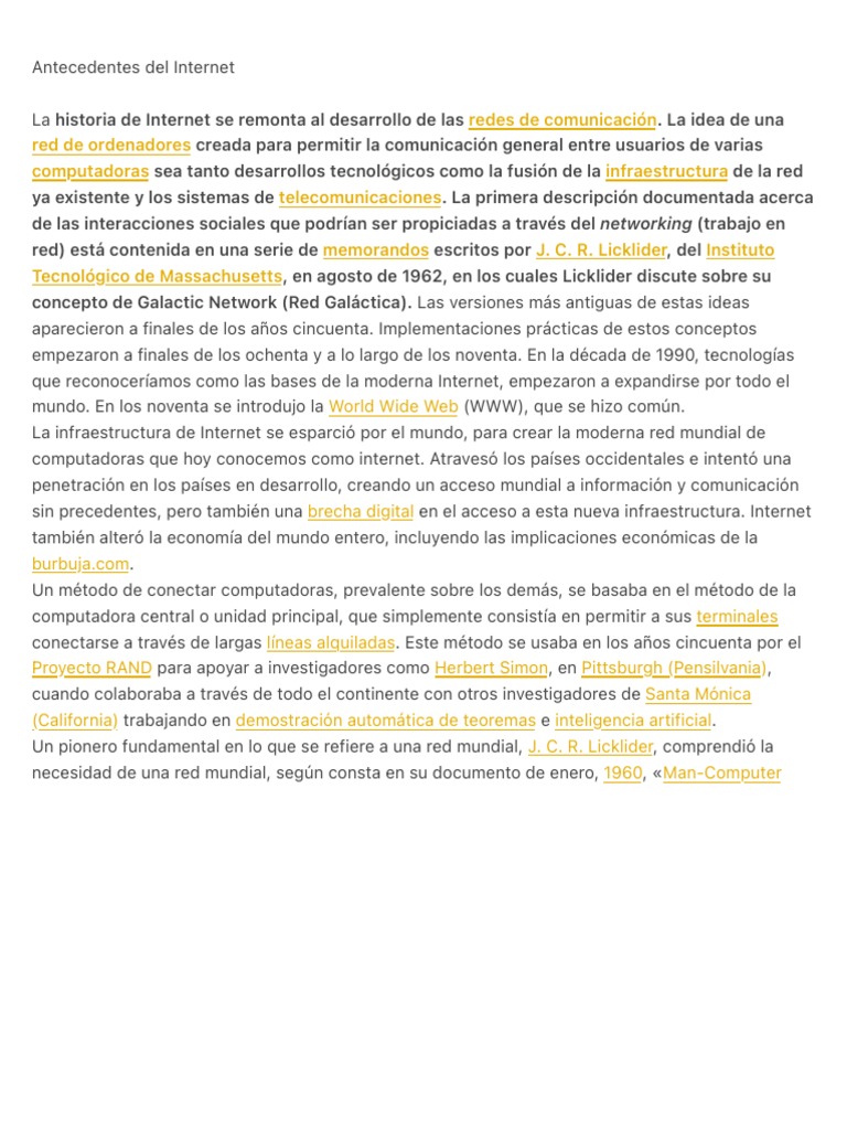 Antecedentes Del Internet | PDF