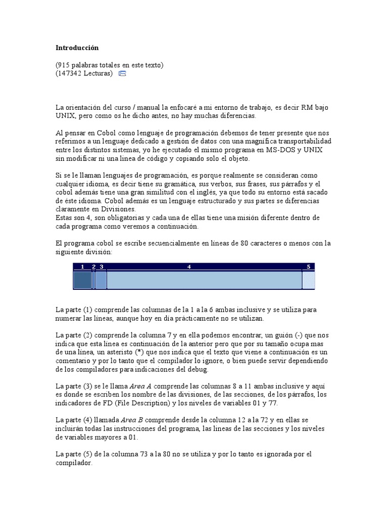 Guía Cobol para Entornos UNIX | PDF | Archivo de computadora | Lenguaje ...