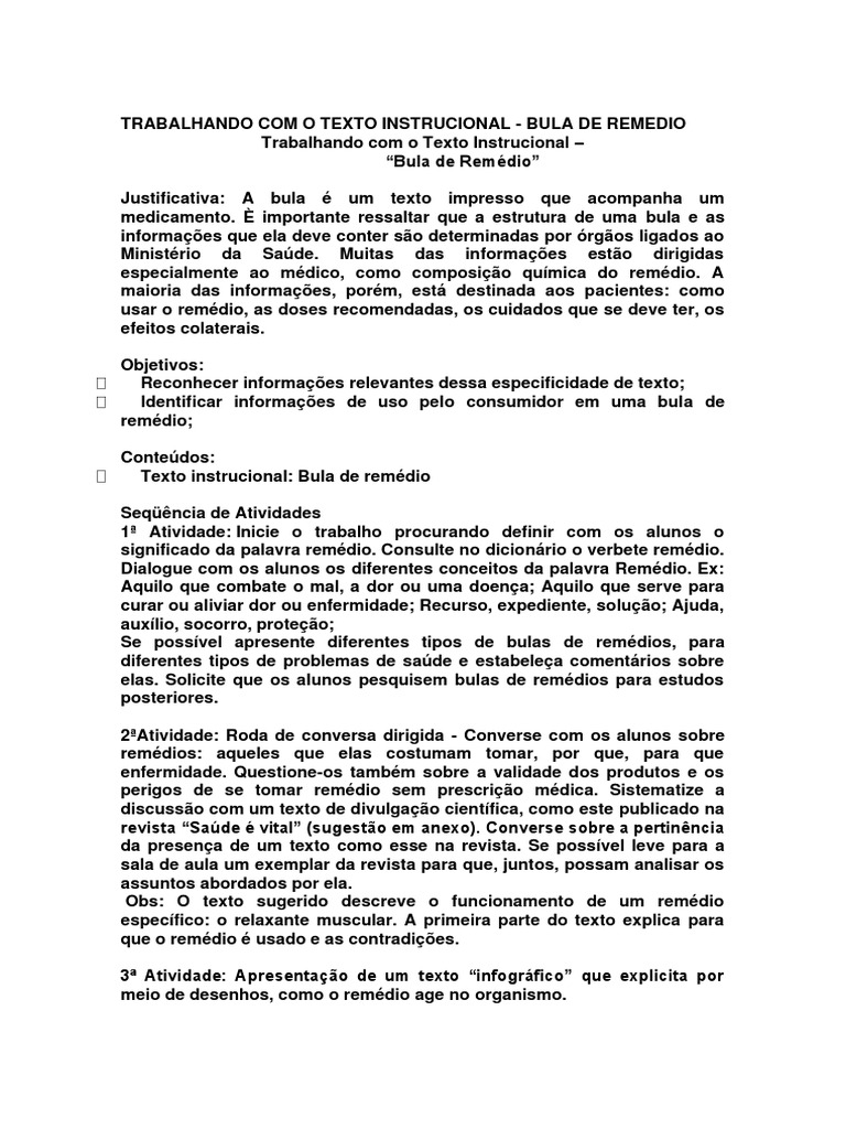 Interpretação de Bulas de Remédio | PDF