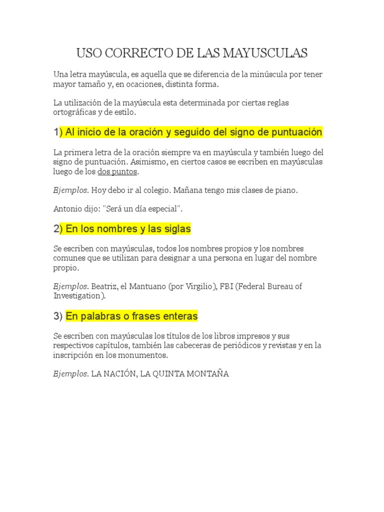 Uso Correcto de Mayúsculas | PDF