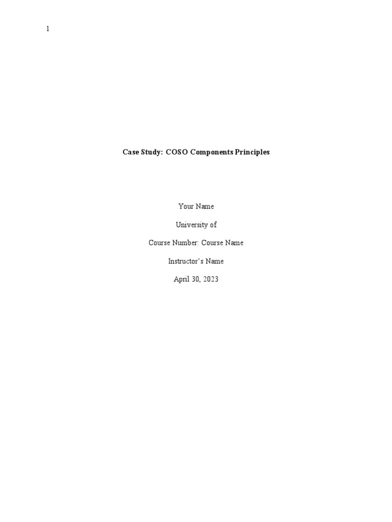 Case Study - COSO Components Principles | PDF | Internal Control | Audit Case Study - COSO Components Principles | PDF | Internal Control | Audit