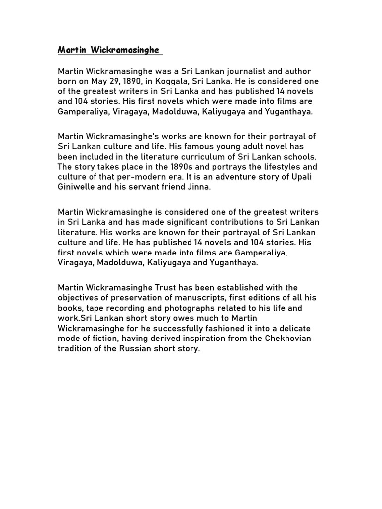 Martin Wickramasinghe | PDF