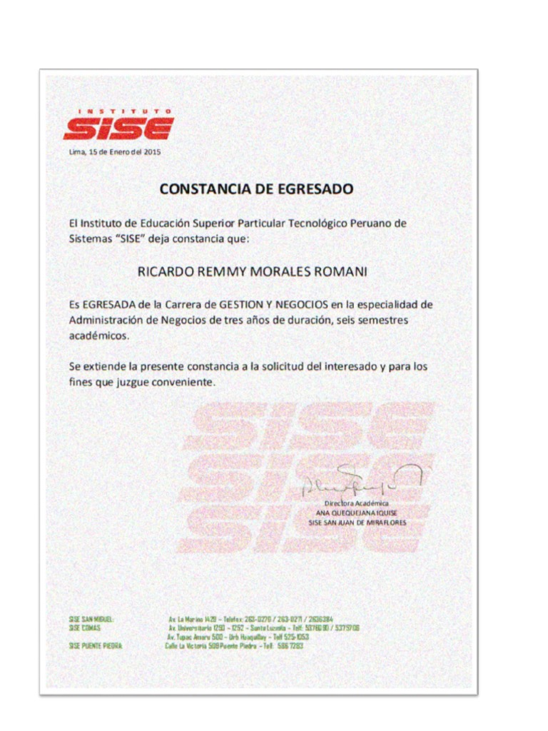 Sise Certificado | PDF