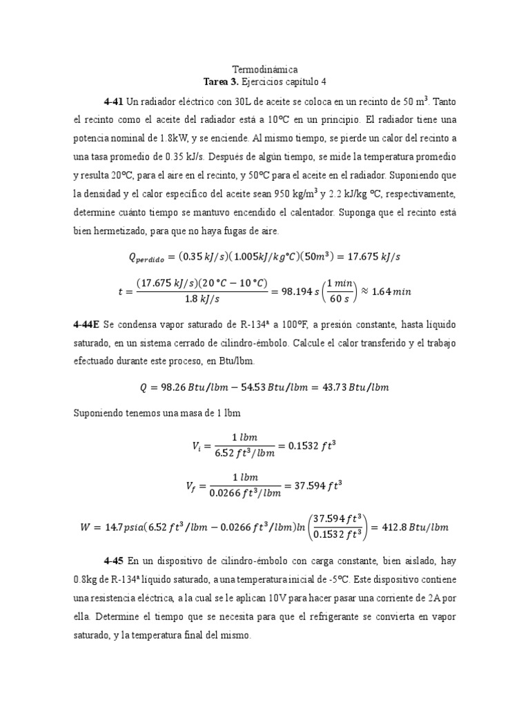 Tarea 3 Termodinámica | PDF | Gases | Temperatura