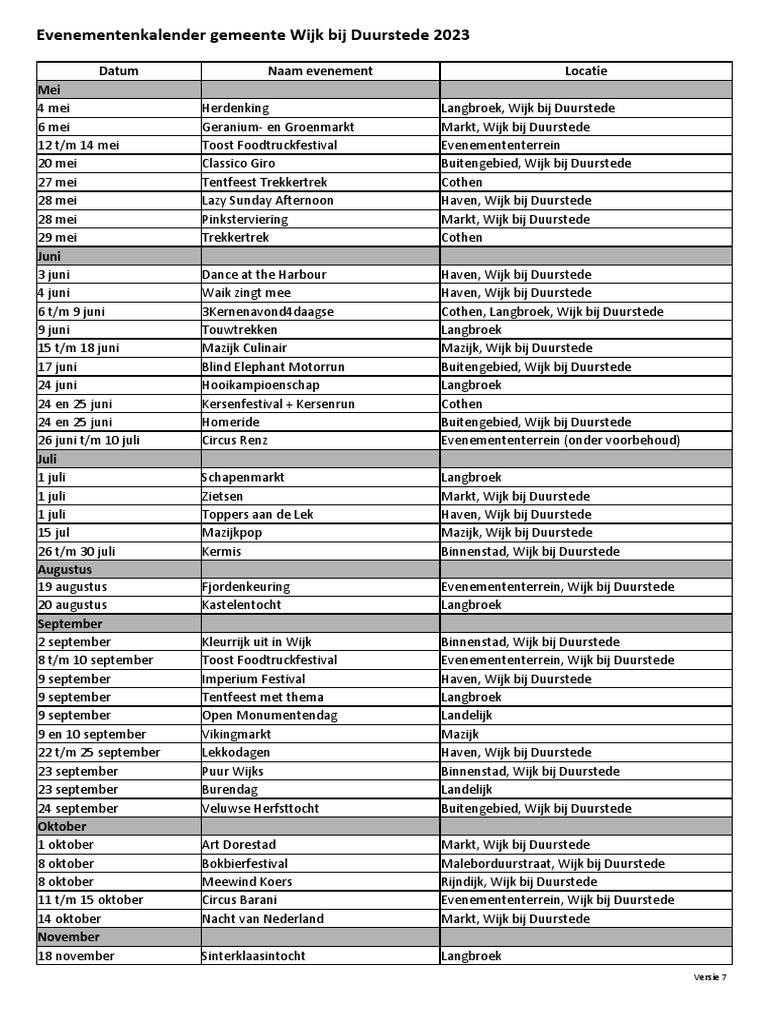 BBV Evenementenkalender 2023 | PDF