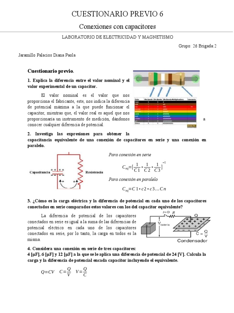 Previo 6 | PDF | Condensador | Ingenieria Eléctrica