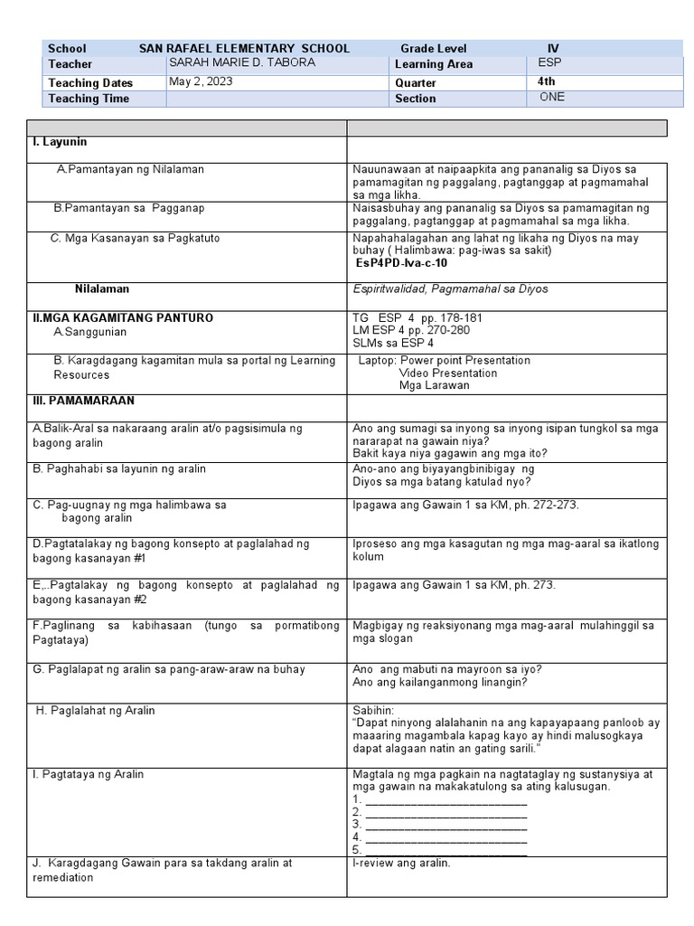 TABORA ESP 4. - May02docx | PDF