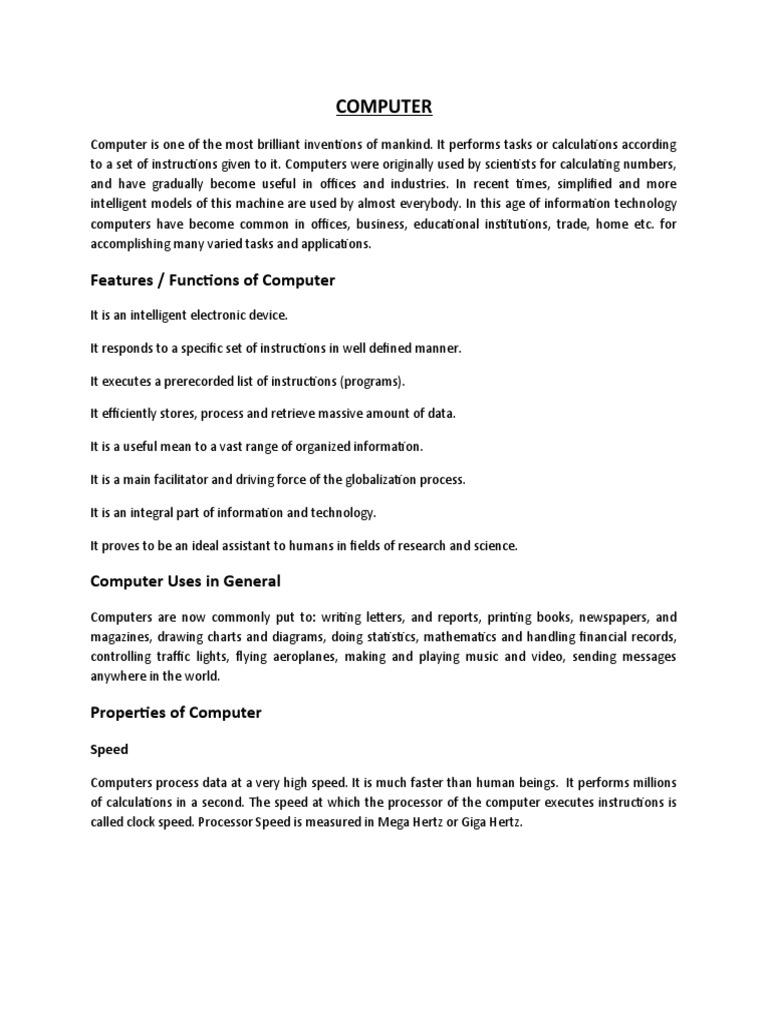 Notes 1 Computer Skills Pdf Computer Hardware Software