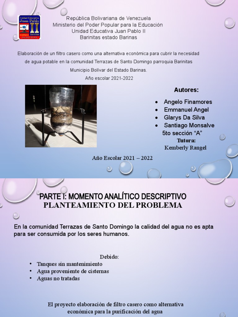 1. Proyecto Purificador de Agua Diapositiva | PDF | Agua