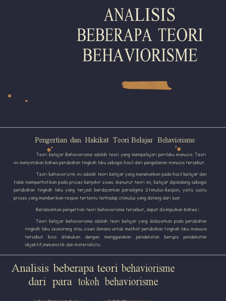 Teori Behaviorisme | PDF | Karier & Perkembangan