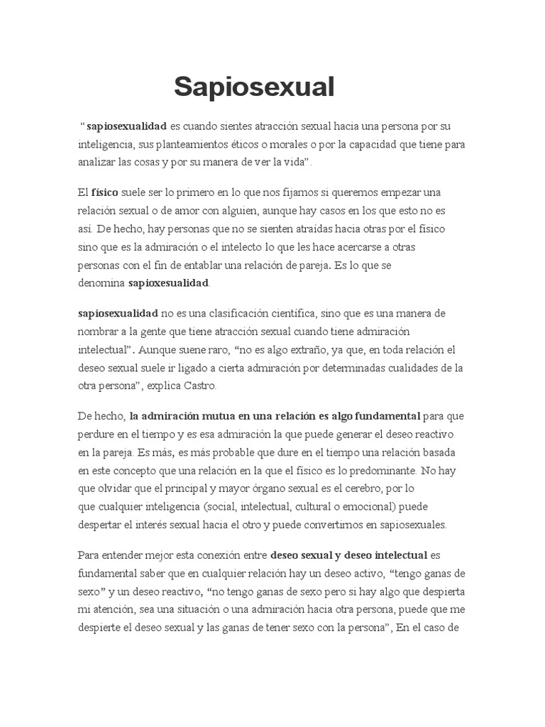 Sapiosexual | PDF | Atracción sexual | Experiencia