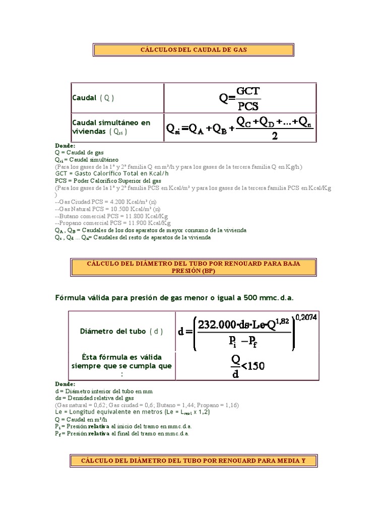 Cálculos Del Caudal de Gas | PDF | Gas natural | Presión