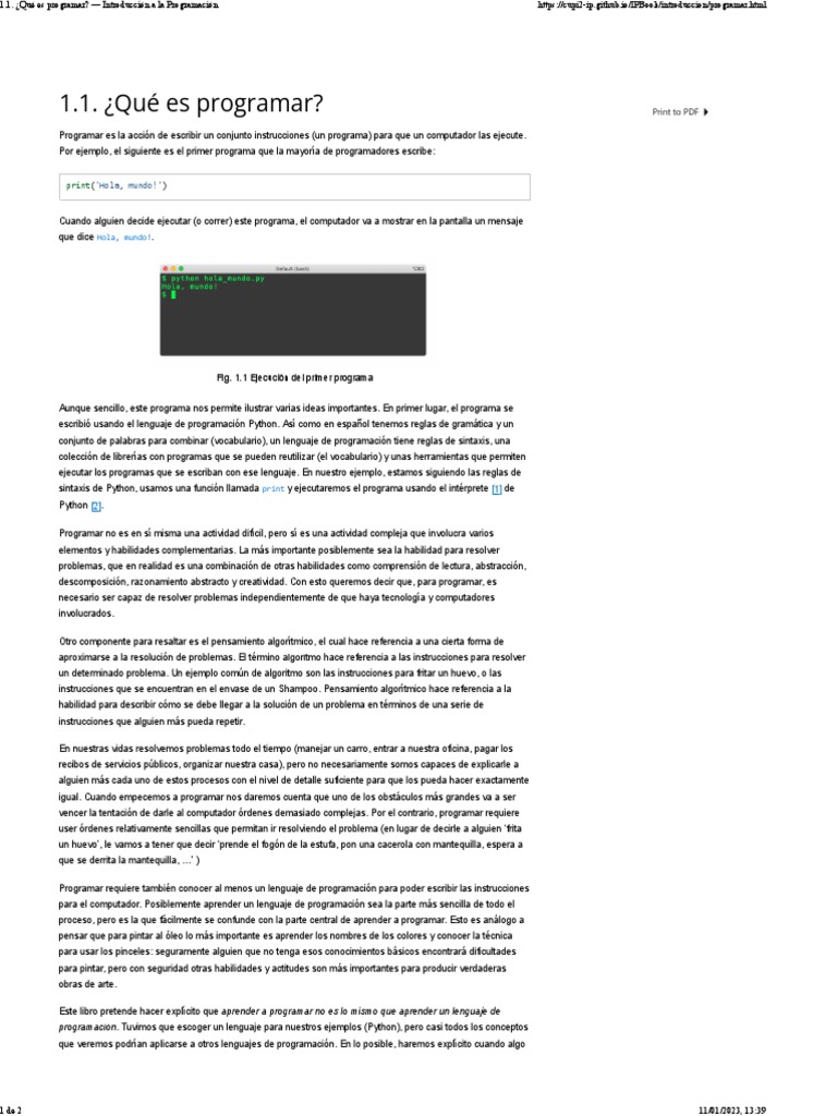 1.1. ¿Qué Es Programar - Introducción A La Programación | PDF | Lenguaje de programación ...