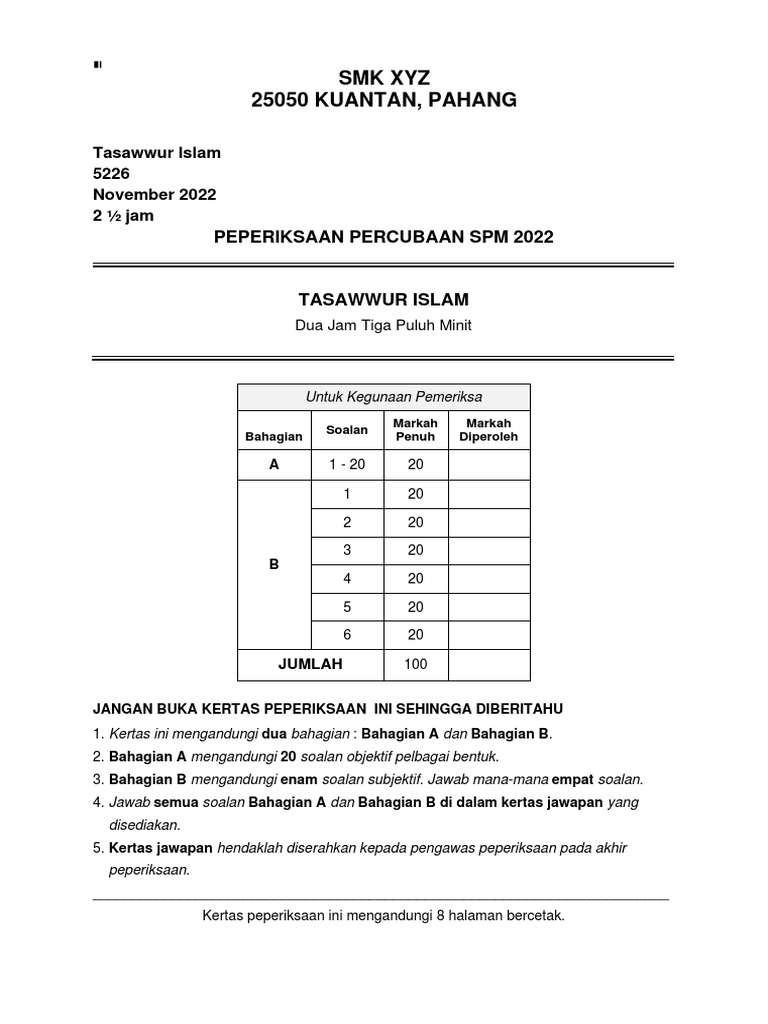Ti Percubaan SPM 2022 | PDF