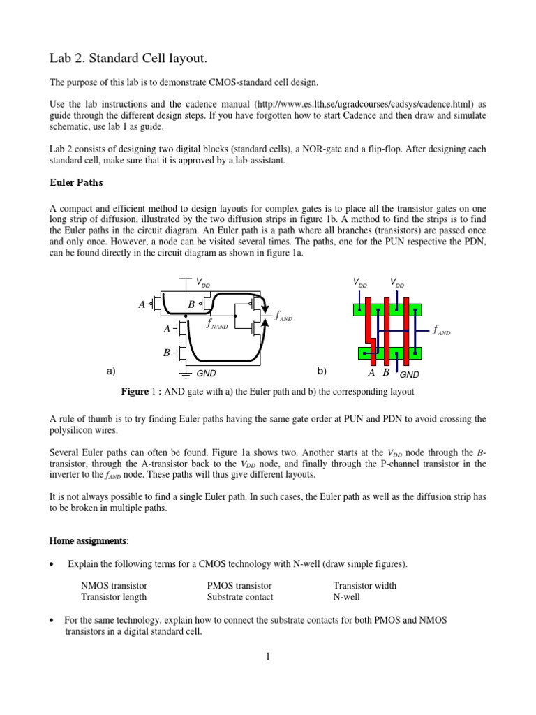 Lab 2. Standard Cell Layout.: Euler Paths | PDF | Cmos | Design