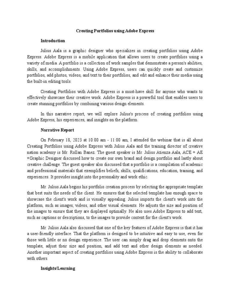 Narrative Report For Webinars | PDF | Artificial Intelligence ...