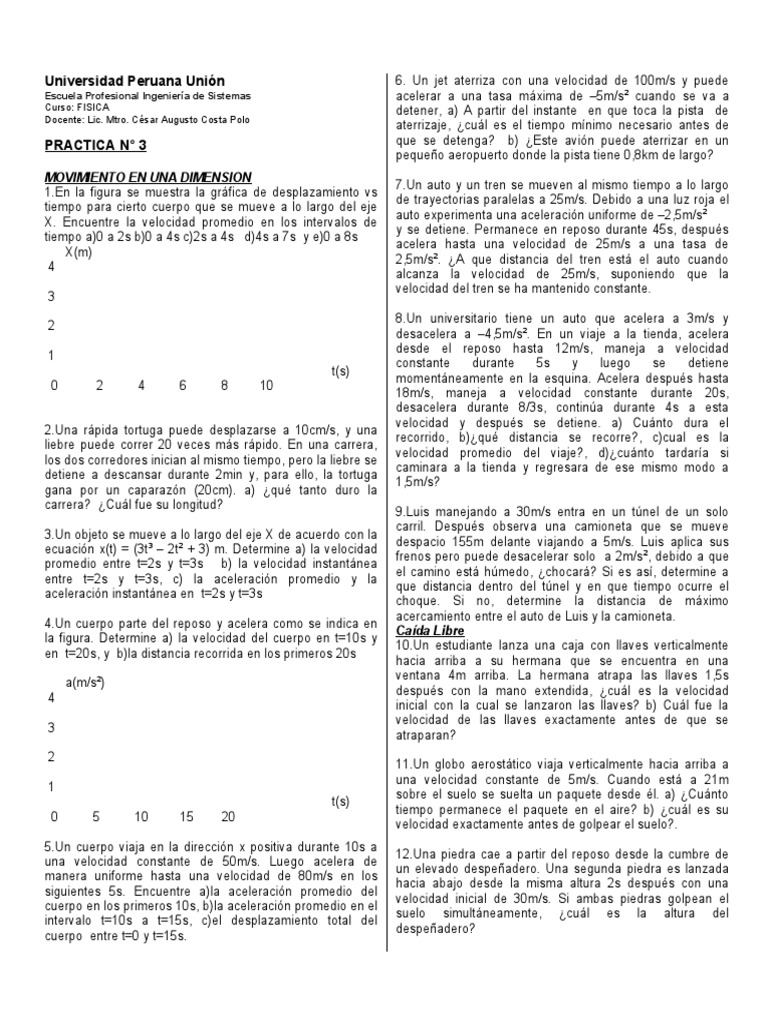Practica 03 - Cinematica Lineal - Parabolico - Nfbpqs9vee | PDF | Velocidad | Aceleración