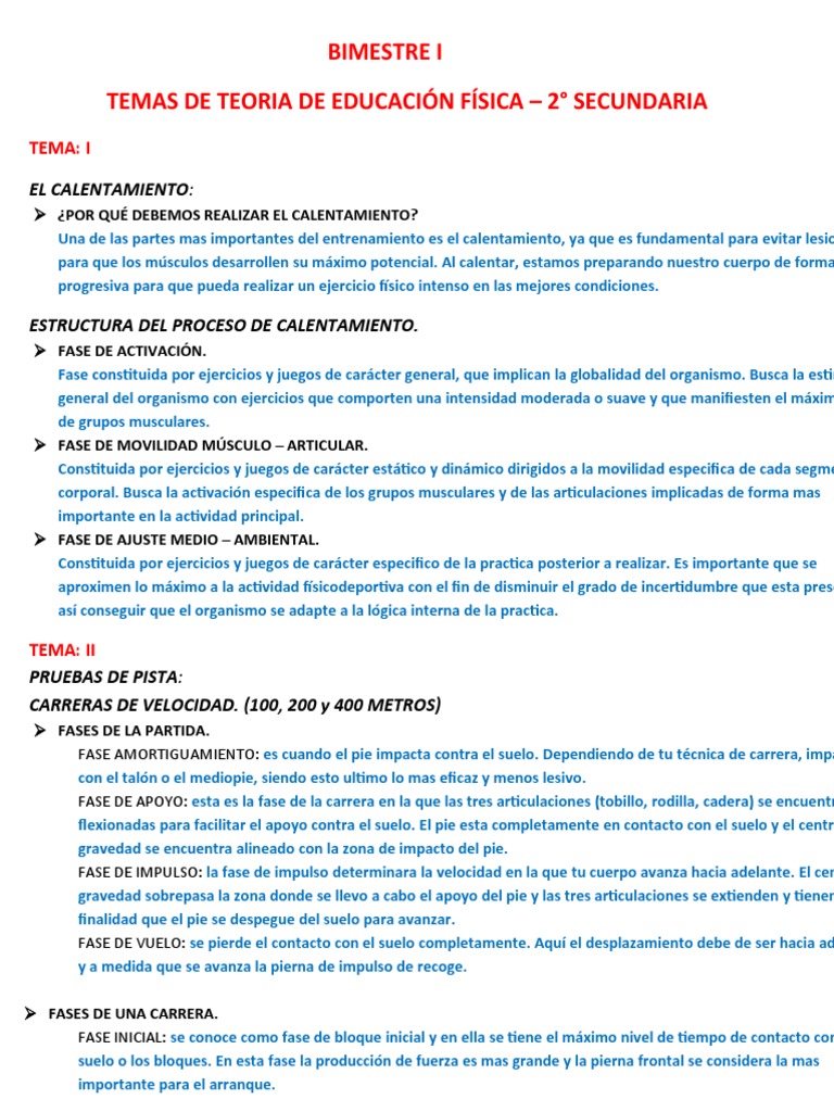 Temas de Teoria 2° Secundaria | PDF