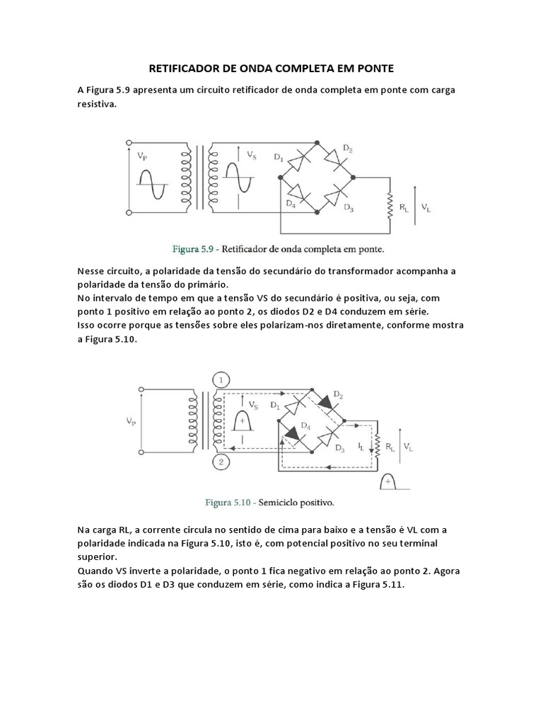 Retificador de Onda Completa em Ponte | PDF | Retificador | Diodo
