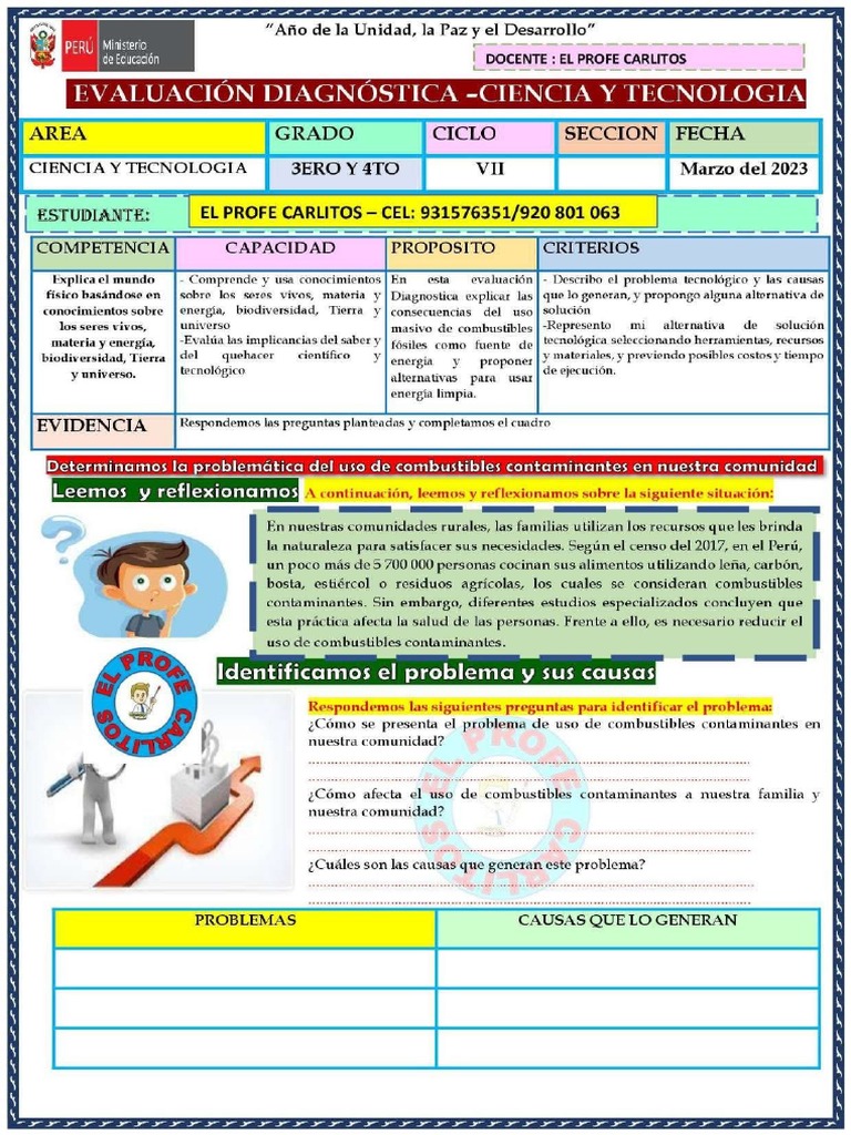 Evaluacion Diagnostica - 3ero y 4to Grado-Ciencia y Tecnologia - 00001 | PDF