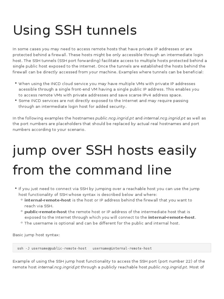 Using SSH Tunnels | PDF | Port (Computer Networking) | Proxy Server Using SSH Tunnels | PDF | Port (Computer Networking) | Proxy Server