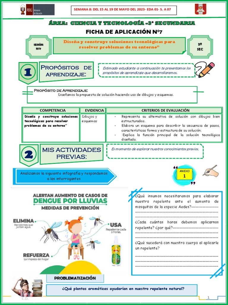 Ficha de Aplicación 7-Sesión 7-Sem.8-Exp.1-3° | PDF