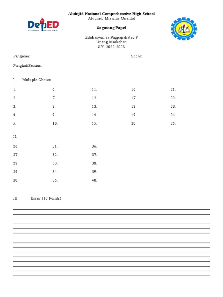Answer Sheet | PDF | Standardized Tests | Tests