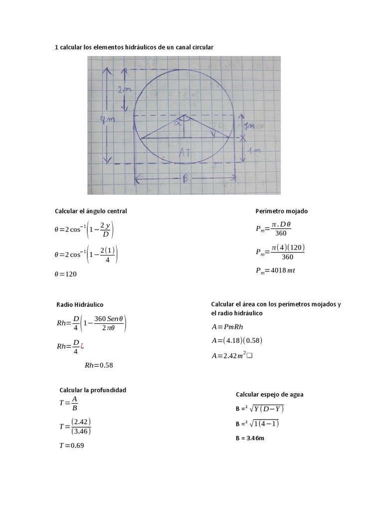 1 Calcular Los Elementos Hidráulicos de Un Canal Circular | PDF