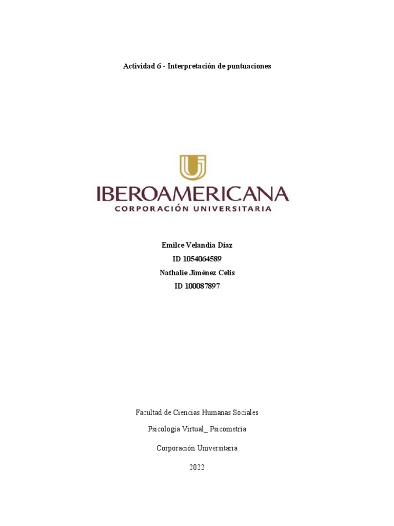 Actividad 6 - Interpretación de Puntuaciones | Descargar gratis PDF ... Actividad 6 - Interpretación de Puntuaciones | Descargar gratis PDF ...