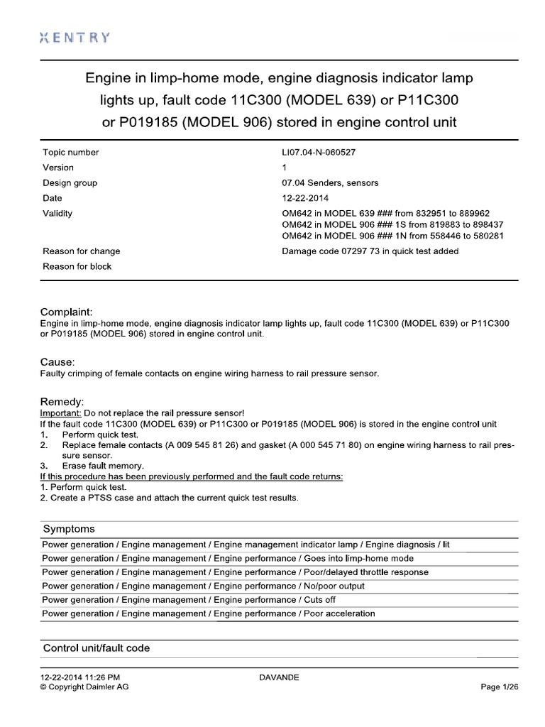 DTC P19185 - MB C300 | PDF