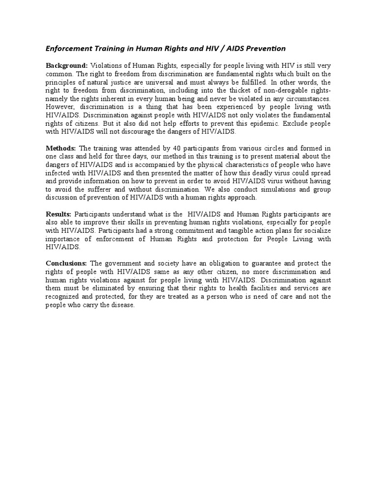 Enforcement Training in Human Rights and HIV | PDF | Human Rights | Hiv ...