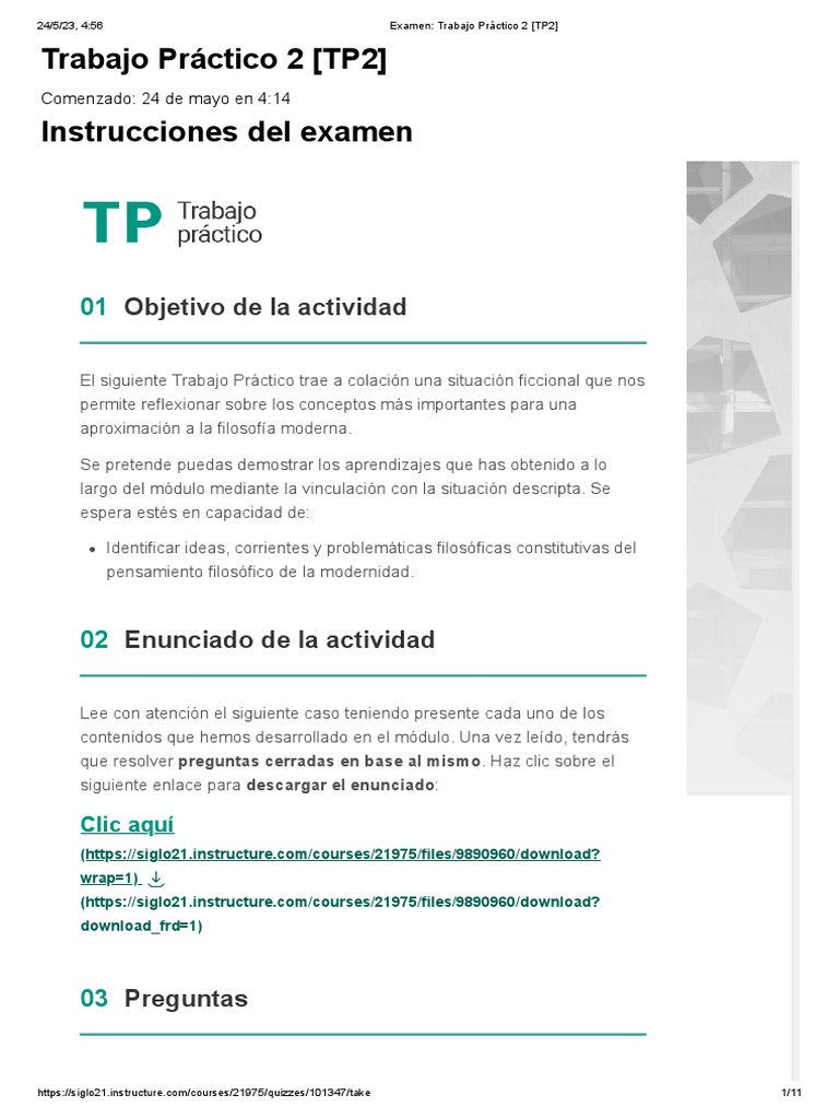 Examen - Trabajo Práctico 2 (TP2) | PDF