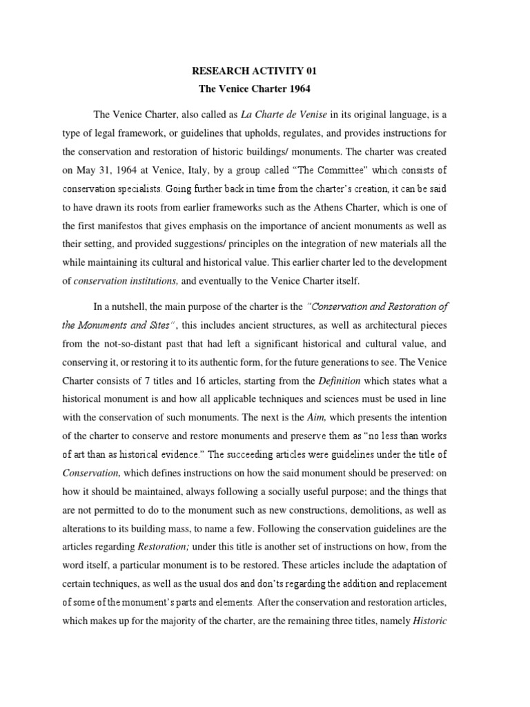 Essay On Venice Charter of - 1964 | PDF