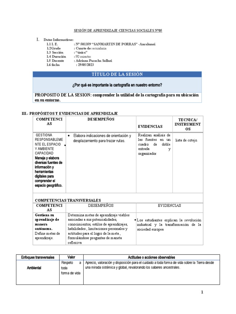 Sesion-de-Aprendizaje-Nº-08 Cuarto Ccss 29 May | PDF | Mapa | Cartografía