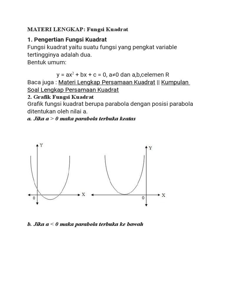 Materi Lengkap Fungsi Kuadrat | PDF