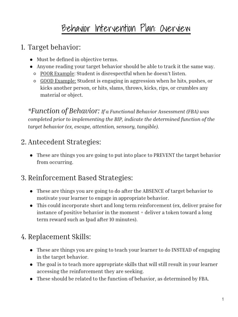 Bip Template | PDF | Reinforcement | Individualized Education Program
