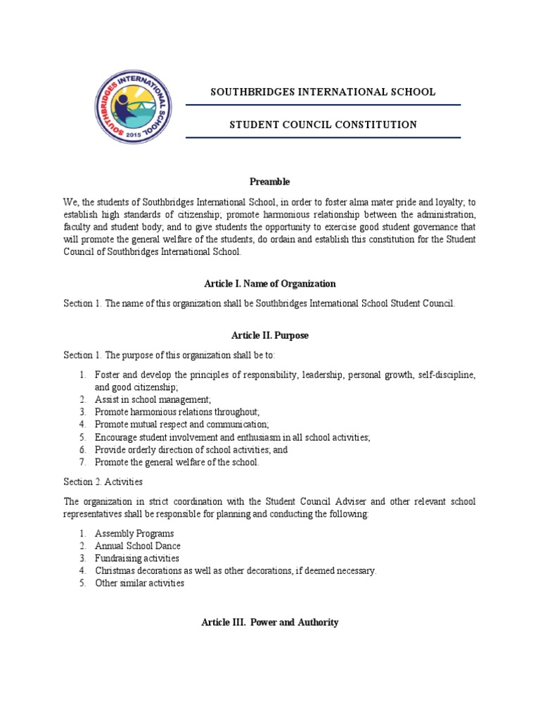 Final Copy Sis SC Constitution | PDF | Ratification | Presidents Of The ...
