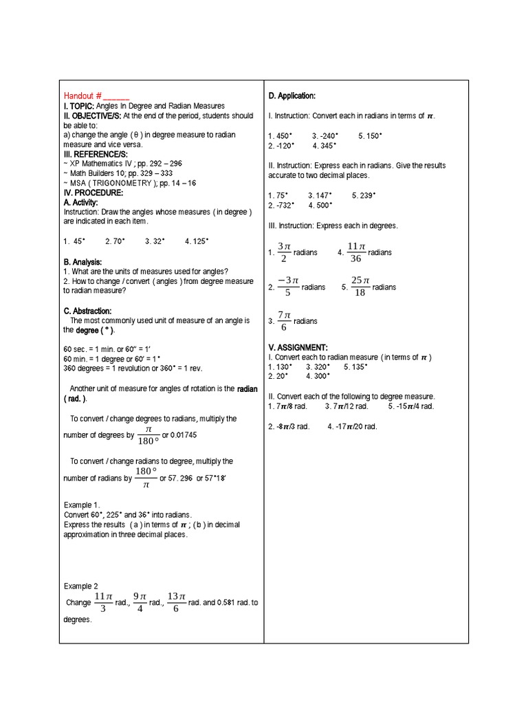 Learners Math Handouts Part I | PDF | Trigonometric Functions | Triangle