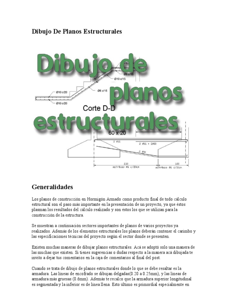 Dibujo de Planos Estructurales en Hormigón | PDF | Dibujo | Braguero