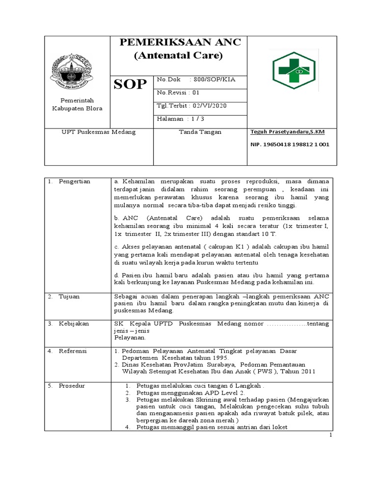 Sop Anc Puskesmas | PDF