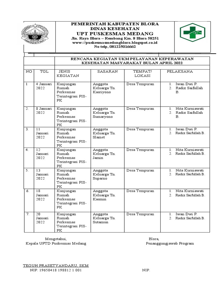 RENCANA DAN JADWAL KEGIATAN BULANAN | PDF