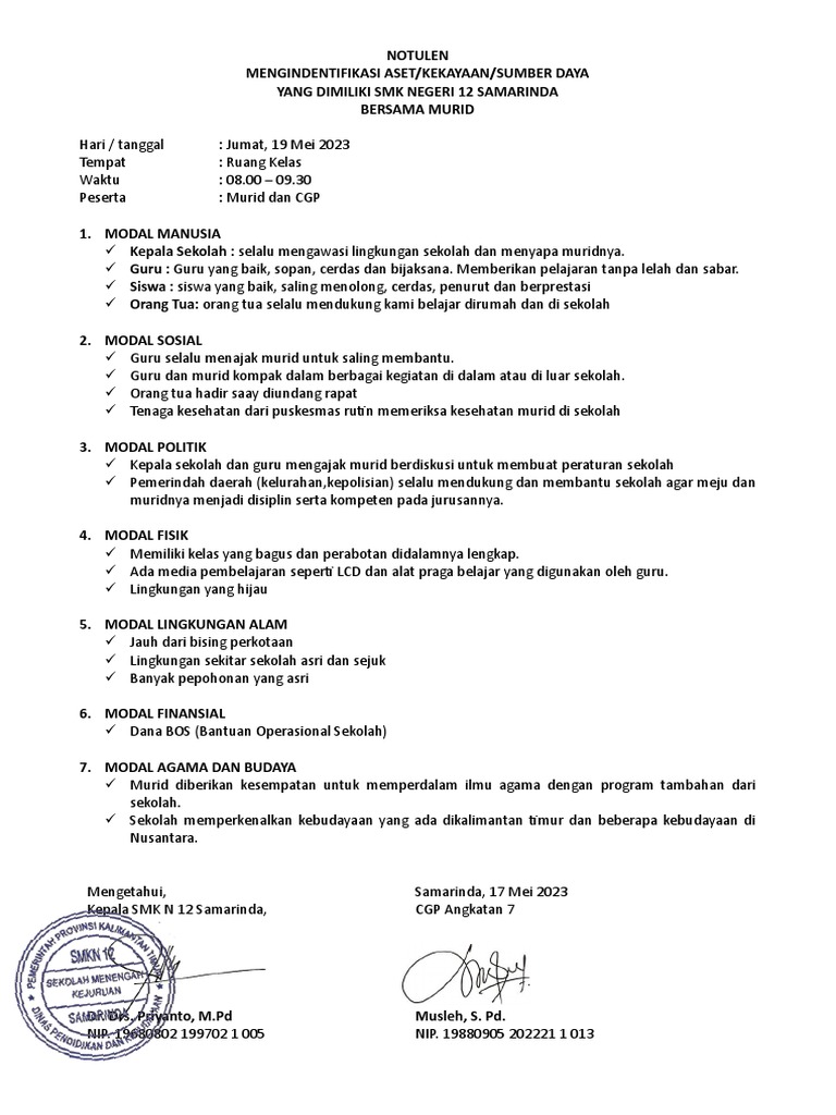 NOTULEN AKSI NYATA MODUL 3.2-Murid | PDF