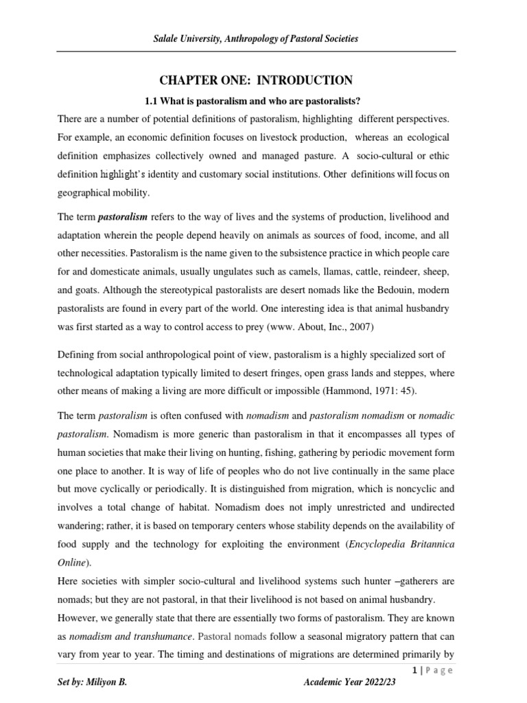 Chapter 1 - Introduction To Anthroplogy of Pastoralism | PDF ...