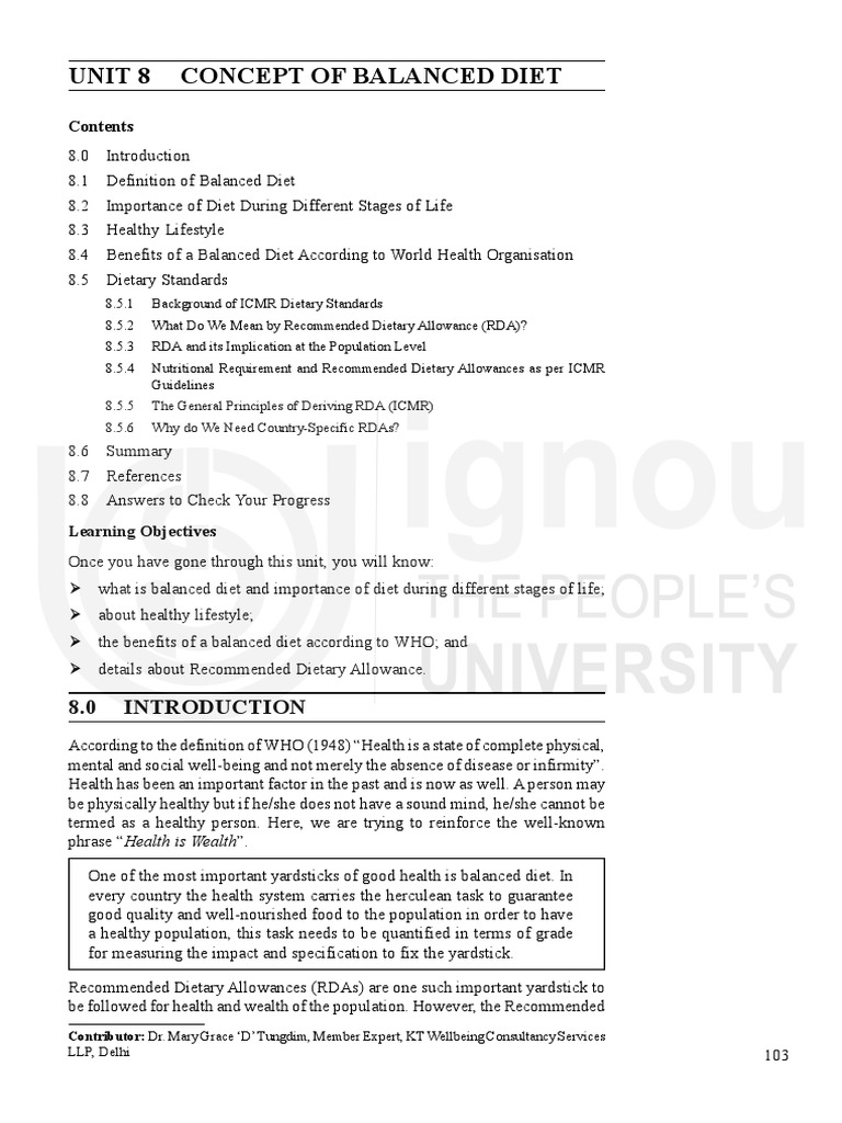 Concept of Balanced Diet | PDF